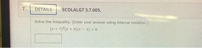 Solved Solve the inequality. (Enter your answer using | Chegg.com