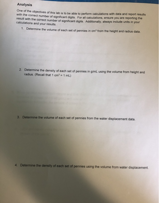 Measurements and Density EXPERIMENT: MEASUREMENTS AND | Chegg.com