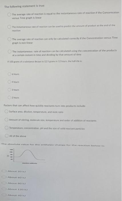 Solved The following statement is true: The average rate of | Chegg.com