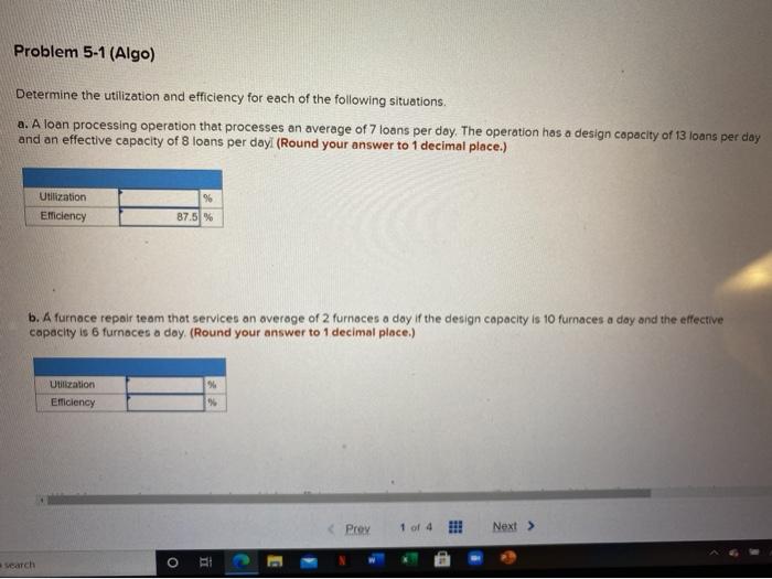 Solved Problem 5-1 (Algo) Determine the utilization and | Chegg.com
