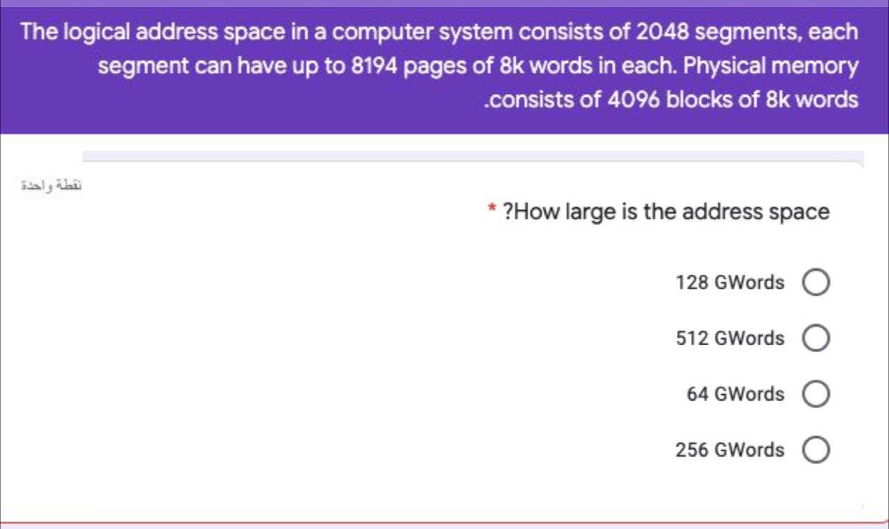 Solved The logical address space in a computer system | Chegg.com