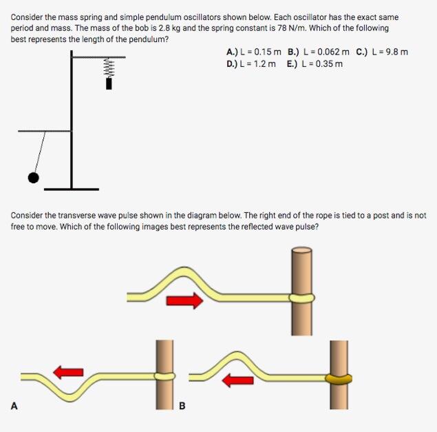 Solved Consider the mass spring and simple pendulum | Chegg.com