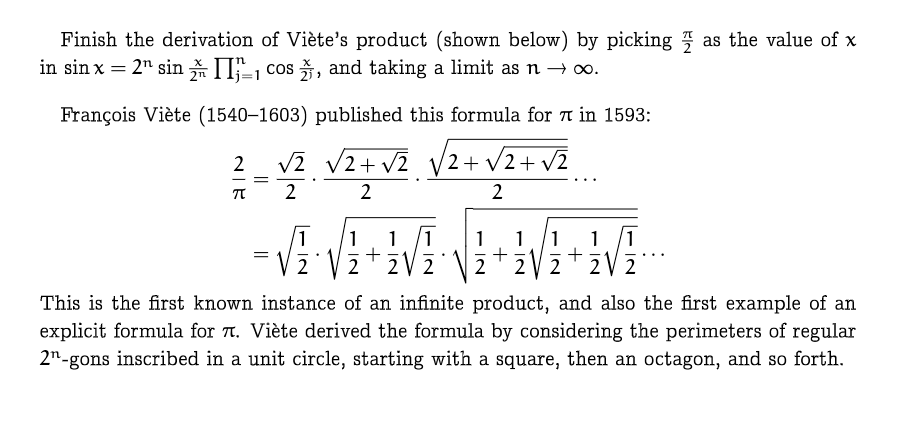 Solved Finish the derivation of Viète's product (shown | Chegg.com
