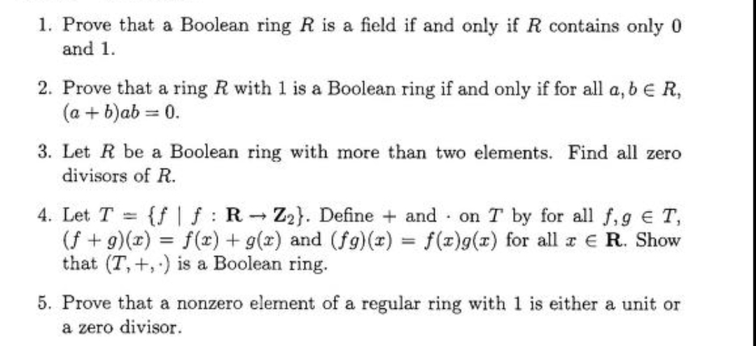 Solved Prove That A Boolean Ring R ﻿is A Field If And Only 
