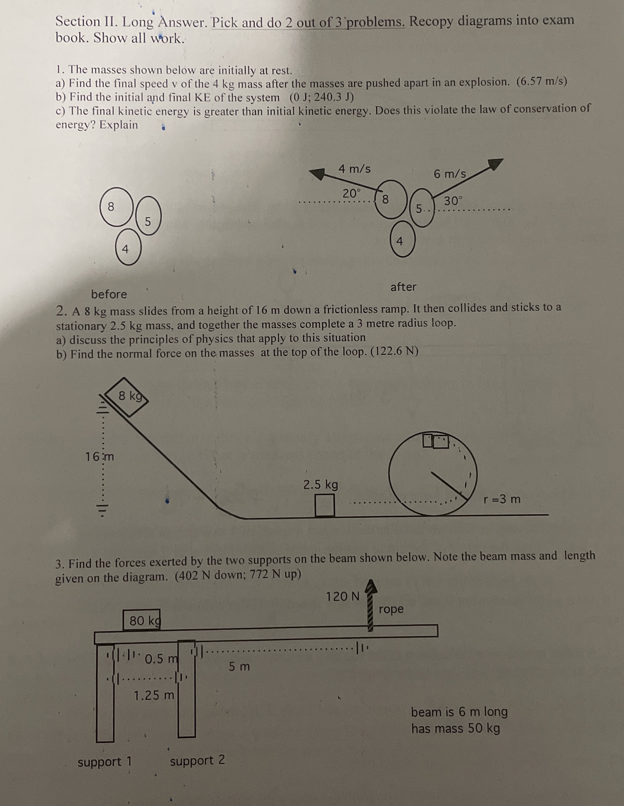 Solved Section II. ﻿Long Answer. Pick and do 2 ﻿out of 3 | Chegg.com