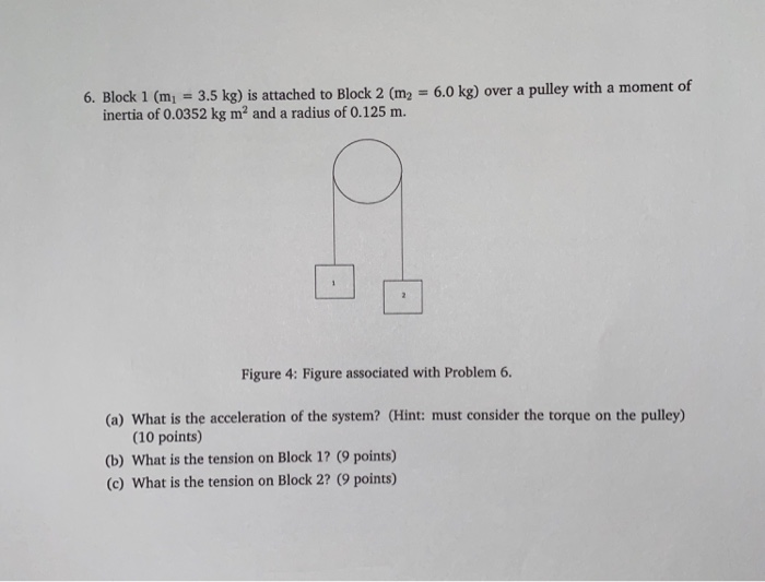 Solved 6. Block 1 (mi 3.5 kg) is attached to Block 2 (m2 = | Chegg.com