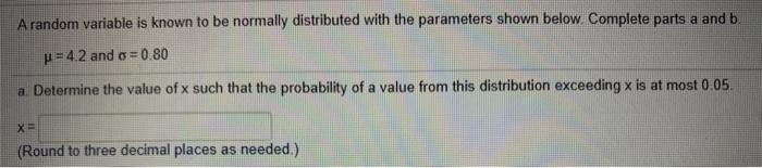 Solved A random variable is known to be normally distributed | Chegg.com
