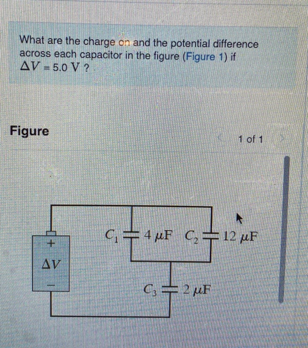 Solved What are the charge on and the potential difference | Chegg.com