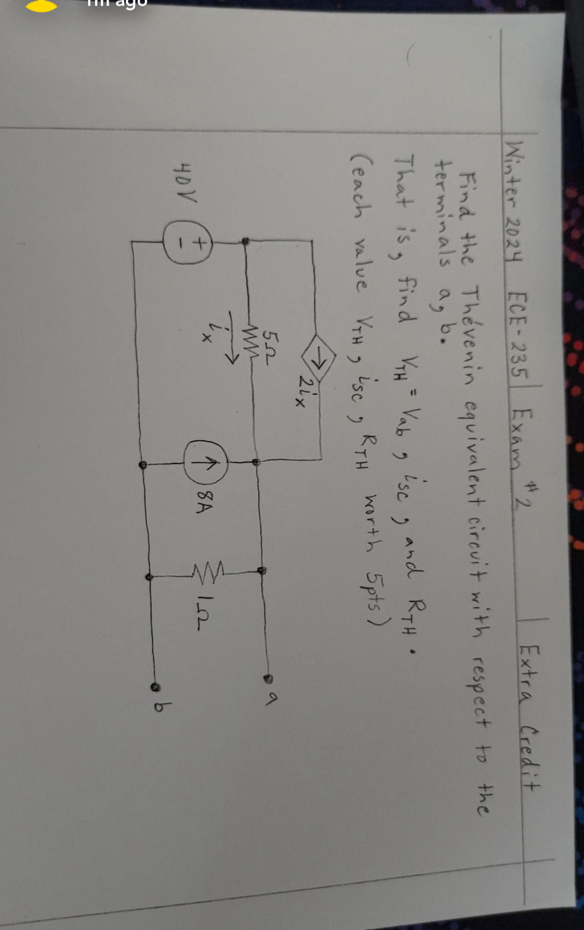 Solved Winter 2024 ﻿ECE-235 ﻿Exam #2 ﻿Extra CreditFind the | Chegg.com