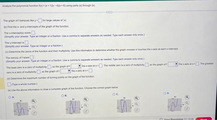Solved Analyze the polynomial function f(x)=(x+1)(x−4)(x+6) | Chegg.com