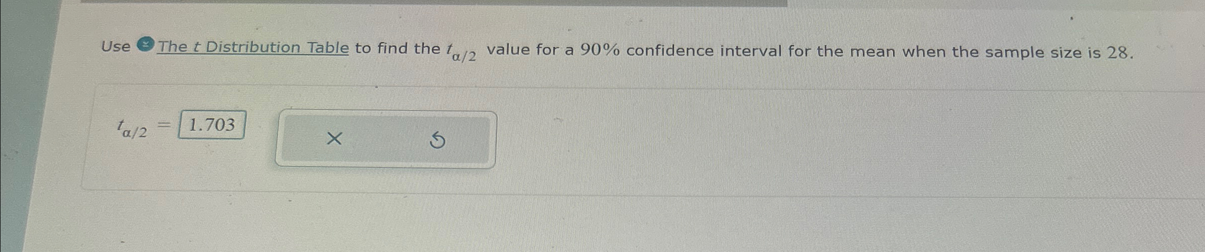 Solved Use The t ﻿Distribution Table to find the tα2 ﻿value | Chegg.com