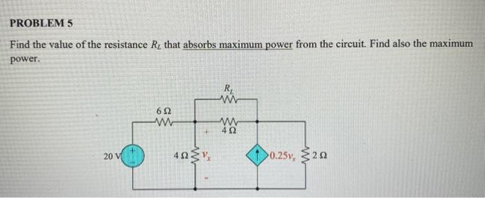 Solved Find the value of the resistance RL that absorbs | Chegg.com