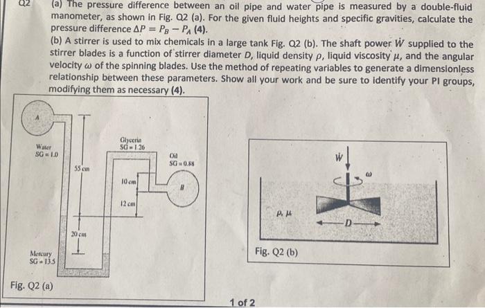 Solved (a) The pressure difference between an oil pipe and | Chegg.com