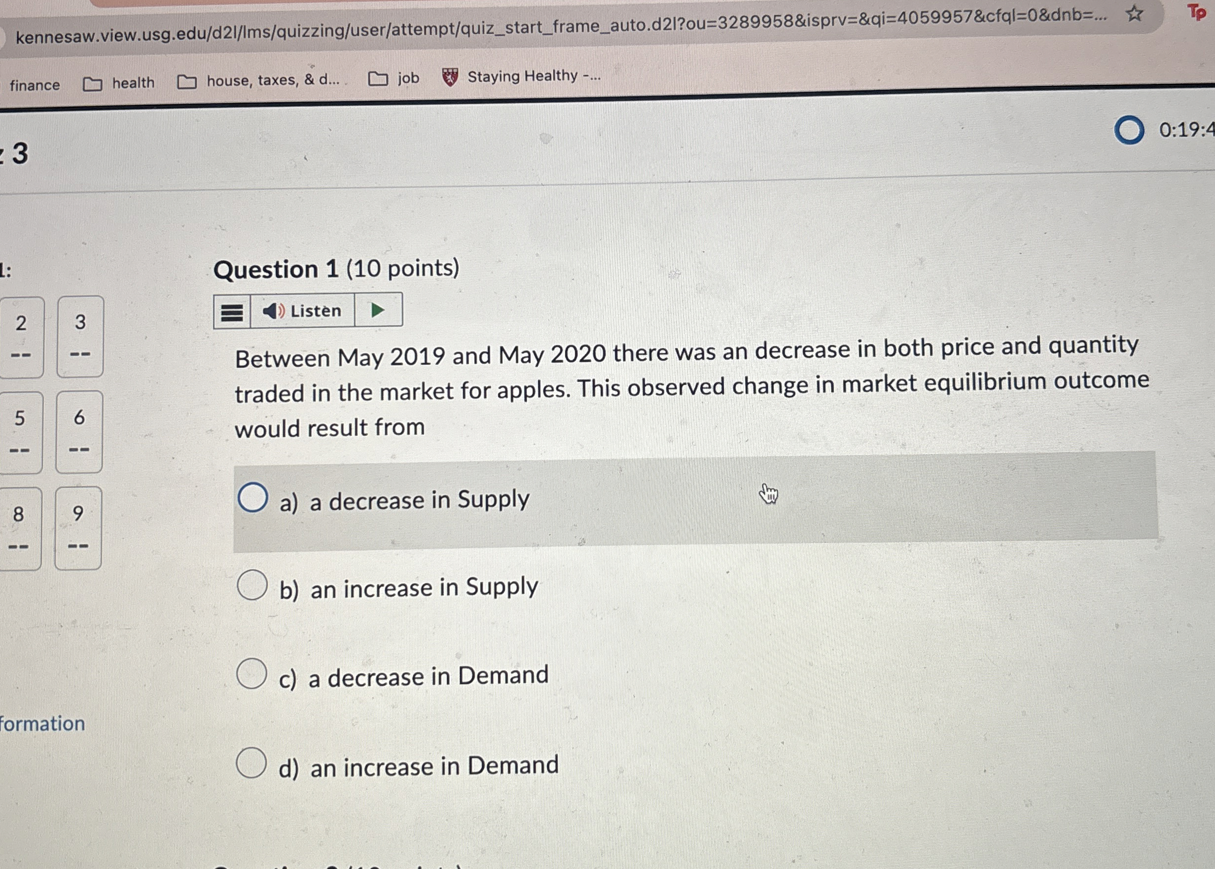 Solved Question 1 (10 ﻿points)a) ﻿a decrease in Supplyb) ﻿an | Chegg.com