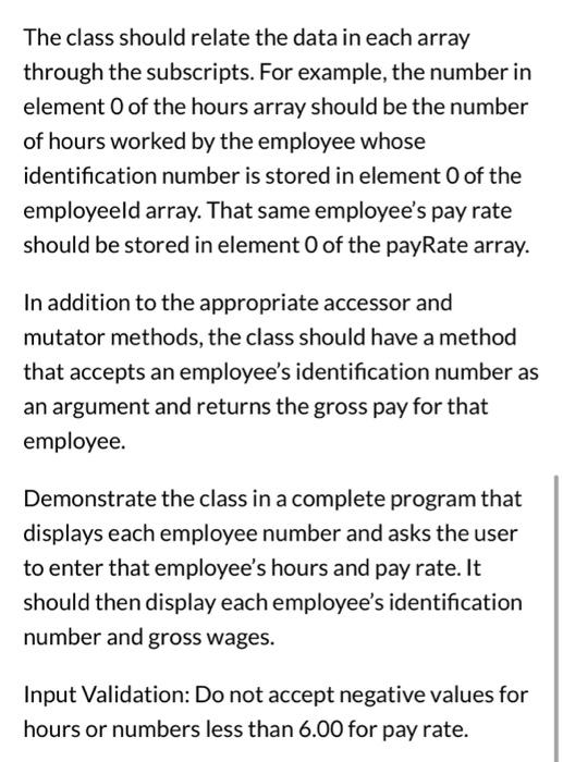 Solved Payroll Class Write a Payroll class that uses the | Chegg.com
