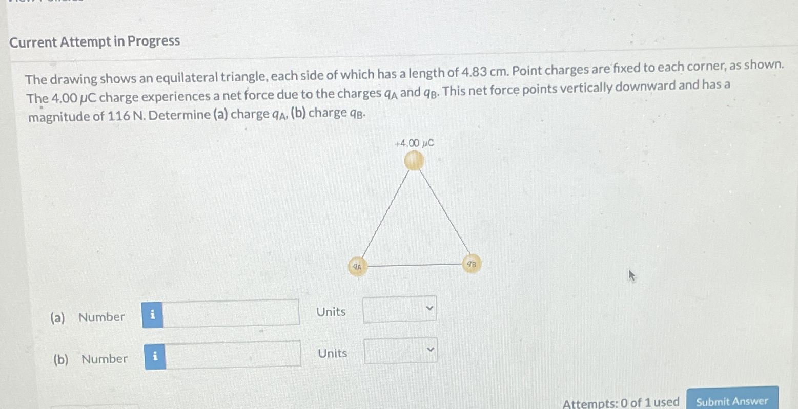 Solved Current Attempt in ProgressThe drawing shows an | Chegg.com