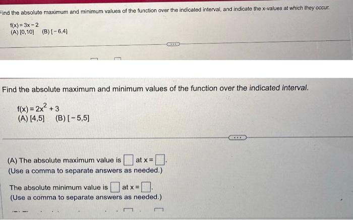 Solved Ind The Absolute Maximum And Minimum Values Of The