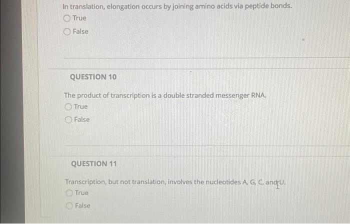 Solved In translation, elongation occurs by joining amino | Chegg.com