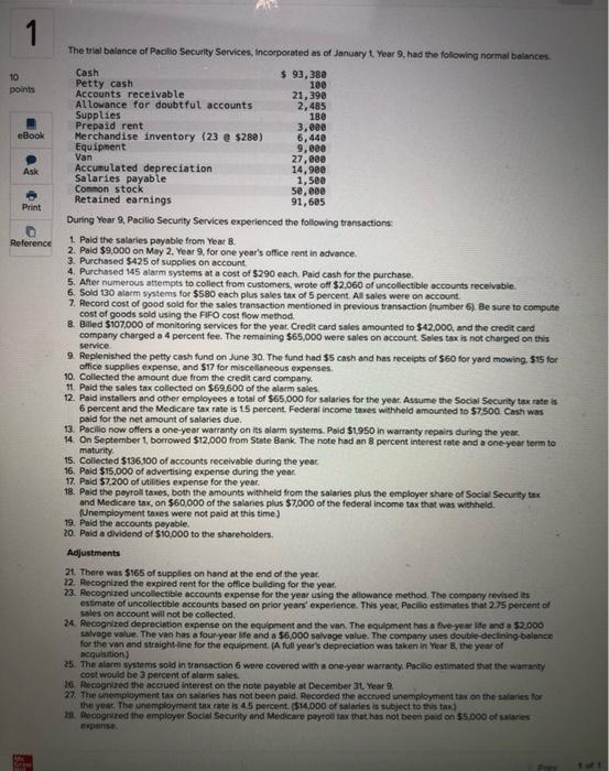 Solved 1 10 points eBook Ask Print Reference The trial | Chegg.com