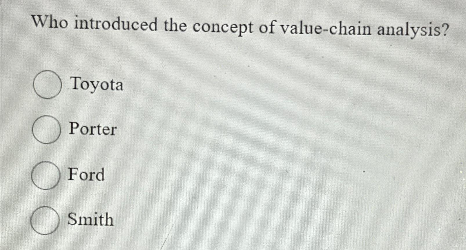 Solved Who introduced the concept of value-chain | Chegg.com