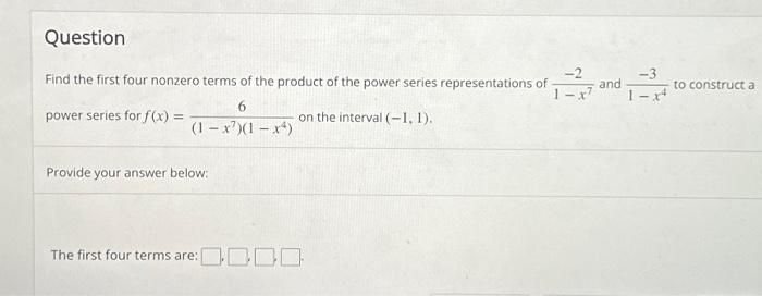 Solved Find the first four nonzero terms of the product of | Chegg.com