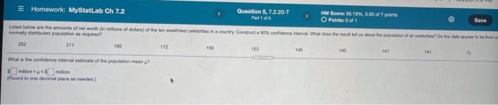 Solved = Homework: MyStatLab Ch 7.2 Question 4.7.2.19-T Part | Chegg.com