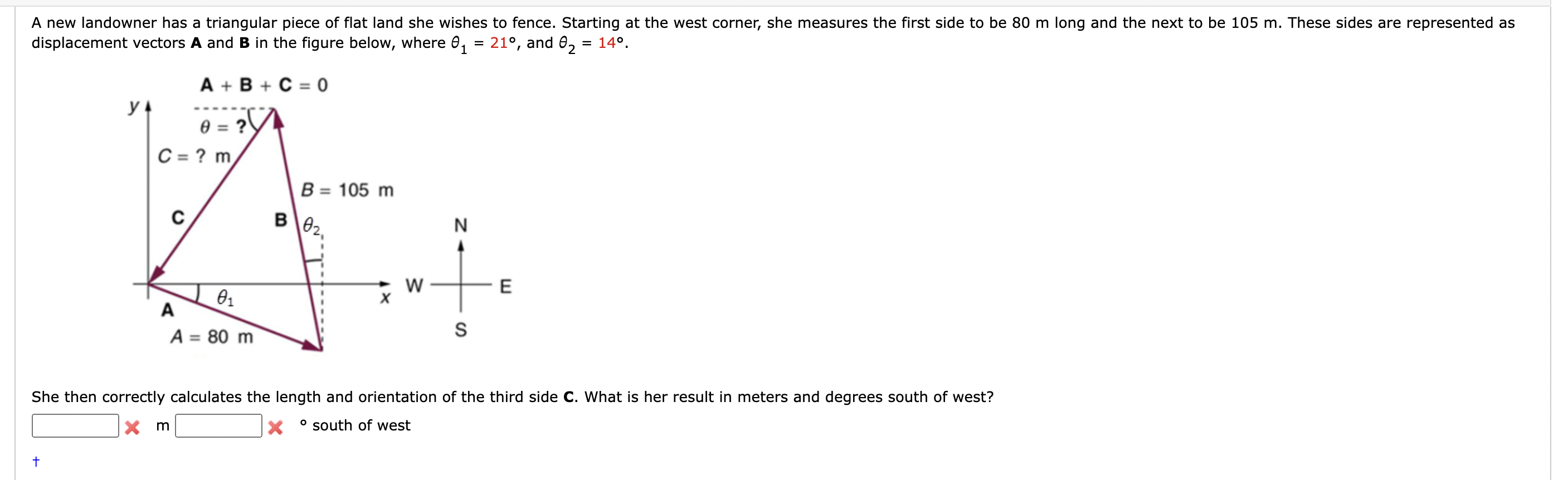displacement vectors A and B in ﻿the figure below, | Chegg.com