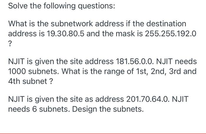 Solved Solve the following questions: What is the subnetwork | Chegg.com