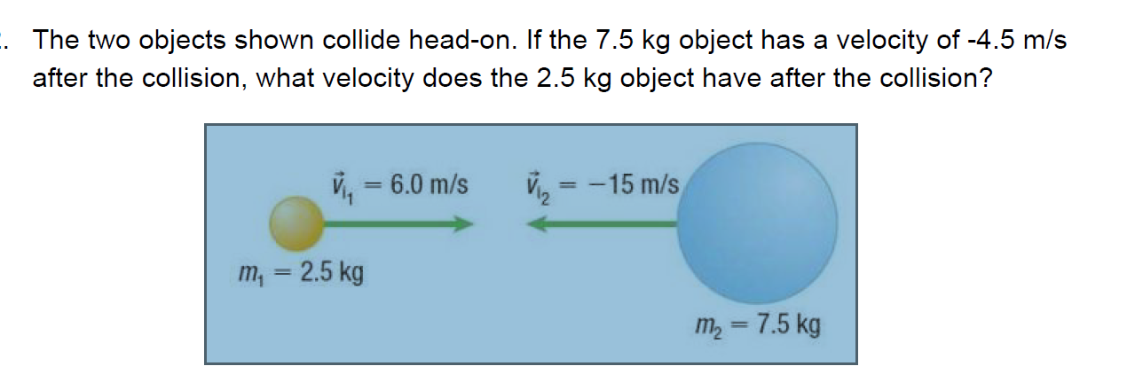 The two objects shown collide head-on. ﻿If the 7.5kg | Chegg.com
