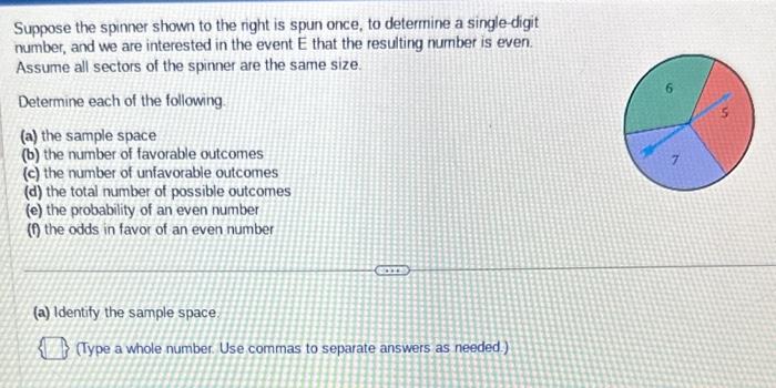 Solved Suppose the spinner shown to the right is spun once, | Chegg.com