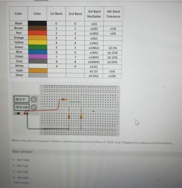 Solved Color Color 1st Band 2nd Band 3rd Band Multiplier 4th | Chegg.com