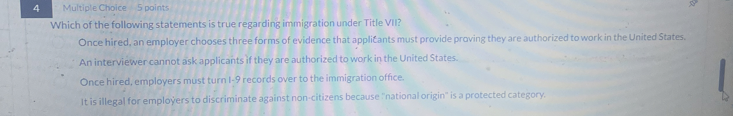 Solved 4 ﻿Multiple Choice 5 ﻿pointsWhich of the following | Chegg.com