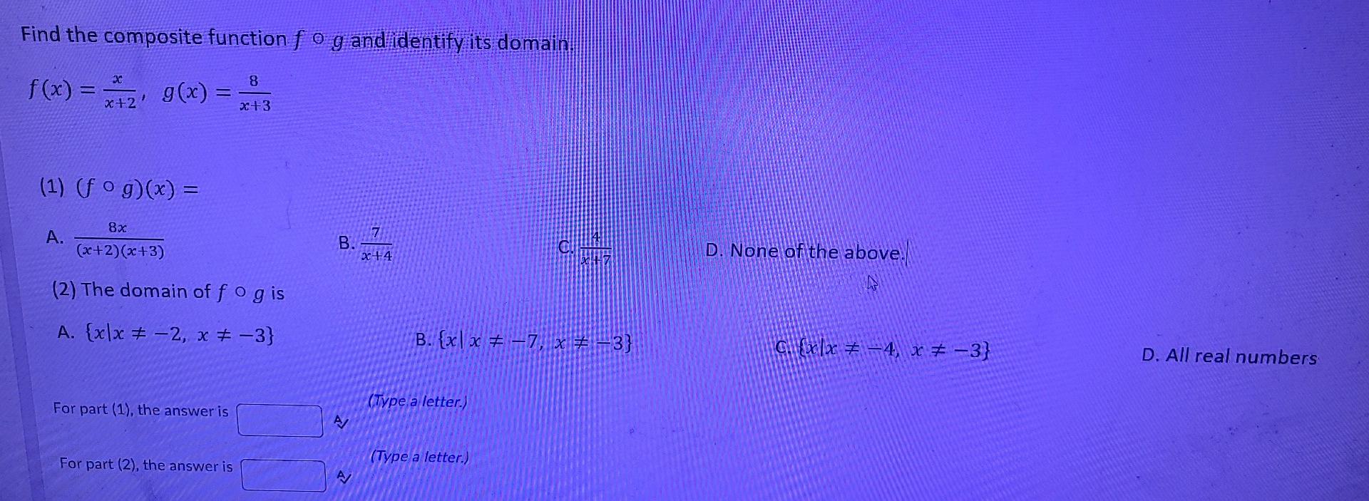 Solved Find the composite function fog and identify its | Chegg.com