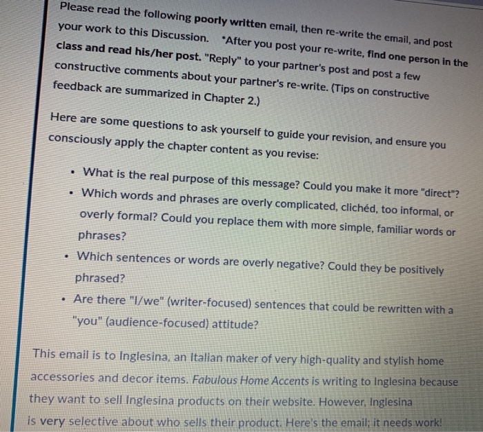 Please read the following poorly written email, then | Chegg.com