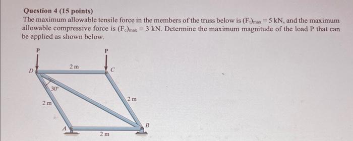Solved Question 4 (15 points) The maximum allowable tensile | Chegg.com