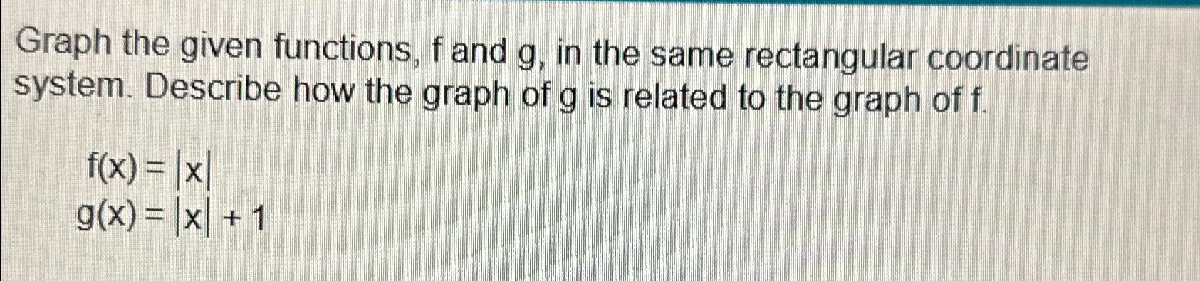 Solved Graph the given functions, f ﻿and g, ﻿in the same | Chegg.com