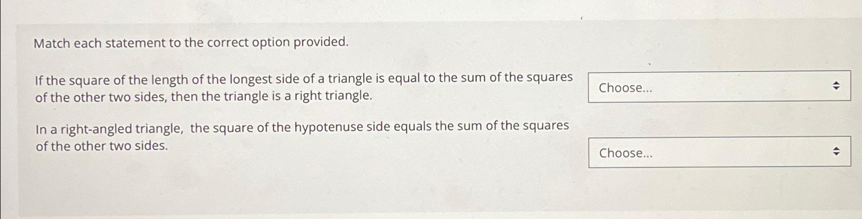 Solved Match each statement to the correct option | Chegg.com