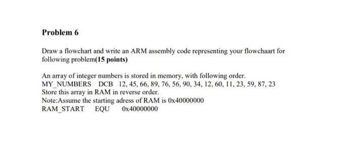 Solved Draw a flowchart and write an ARM assembly code | Chegg.com