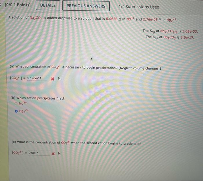 Solved A solution of Na2CO3 is added dropwise to a solution | Chegg.com