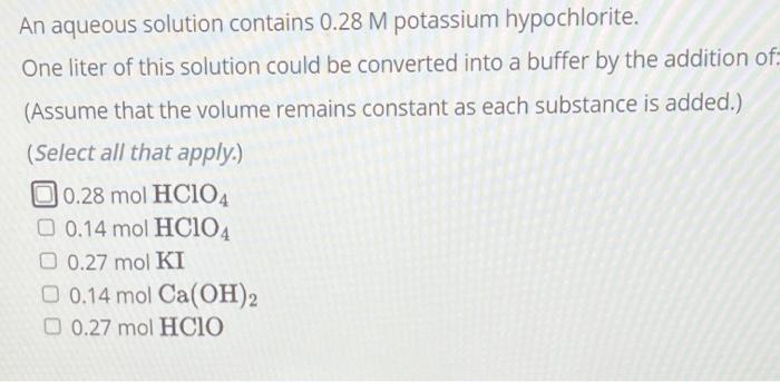 Solved An aqueous solution contains 0.21M hypochlorous acid. | Chegg.com