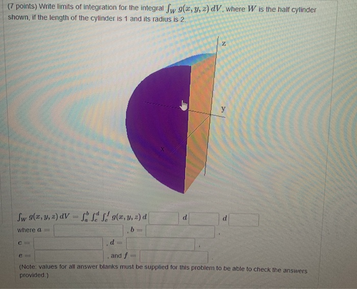 Solved (7 points) Write limits of integration for the | Chegg.com