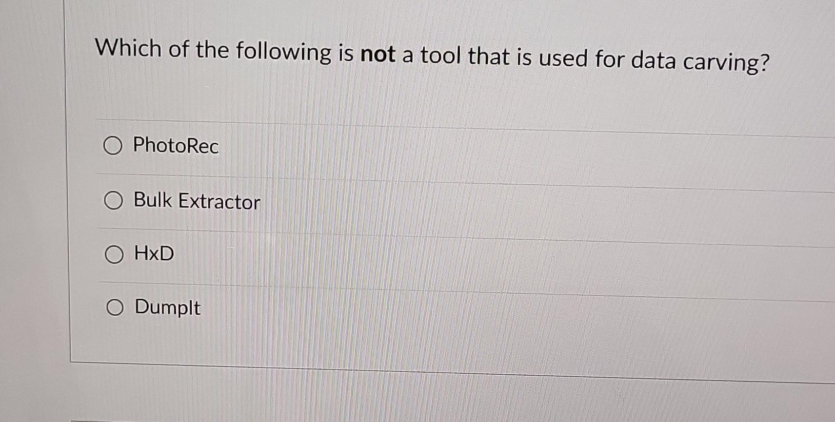 Which of the following is not a tool PhotoRec Bulk | Chegg.com