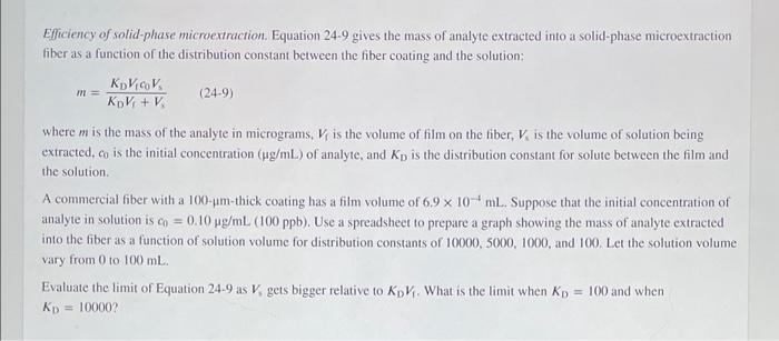 Solved Efficiency of solid-phase microextraction. Equation | Chegg.com