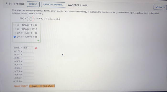 Solved 4. [1/12 Points) DETAILS PREVIOUS ANSWERS WANEAC7 | Chegg.com Solved 4. [1/12 Points) DETAILS PREVIOUS ANSWERS WANEAC7 | Chegg.com