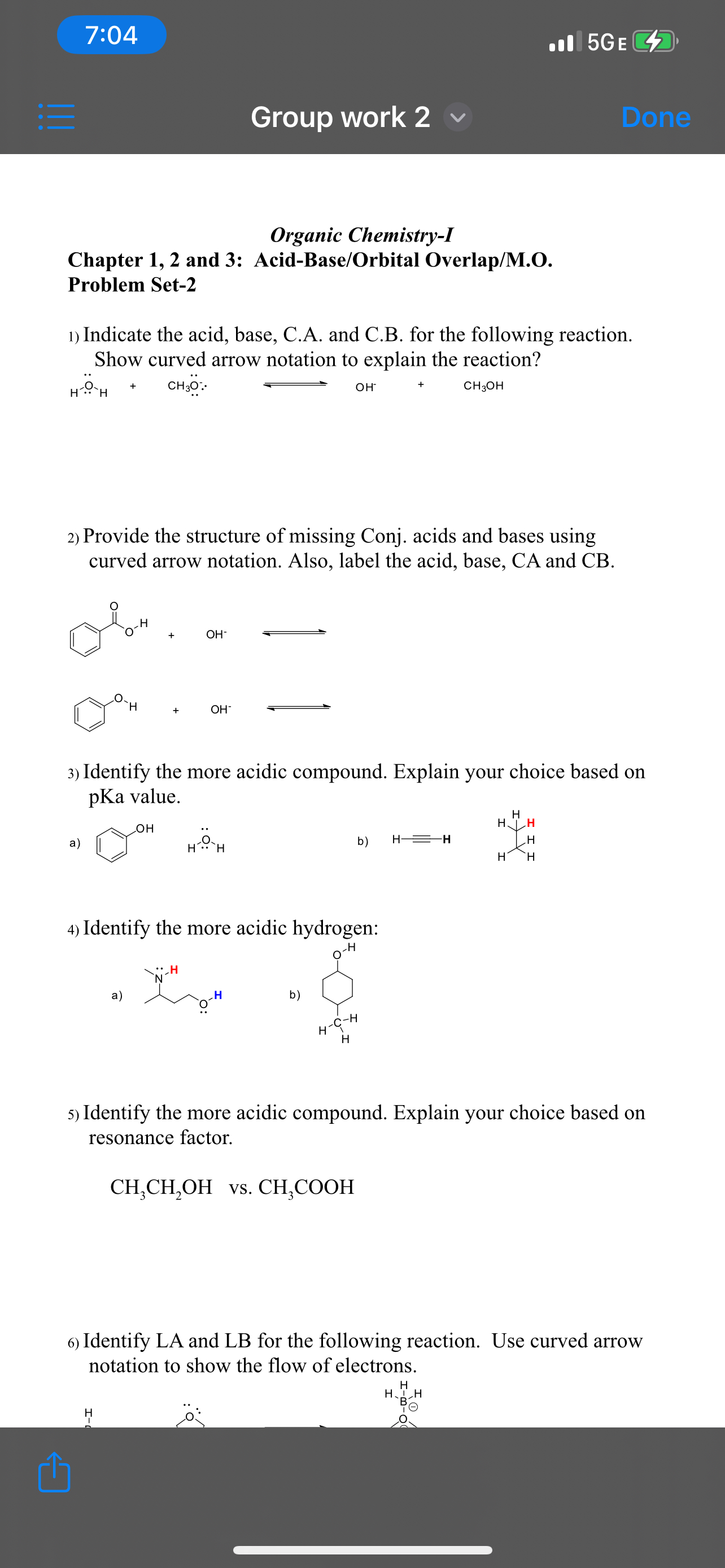 Solved Group work 25GEq,q, )Organic Chemistry-IChapter 1, 2 | Chegg.com