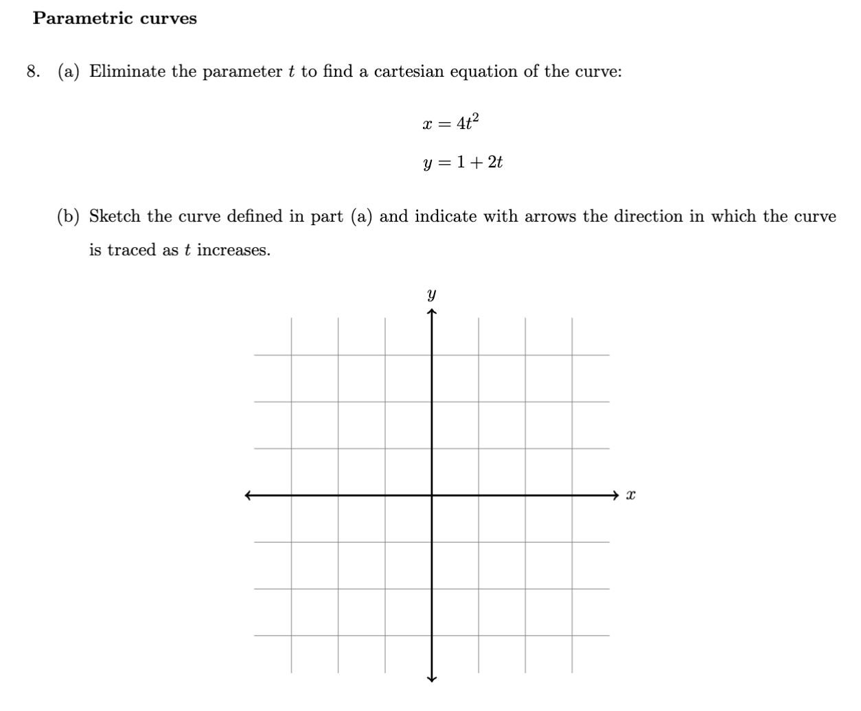 Solved Parametric curves8. (a) ﻿Eliminate the parameter t | Chegg.com