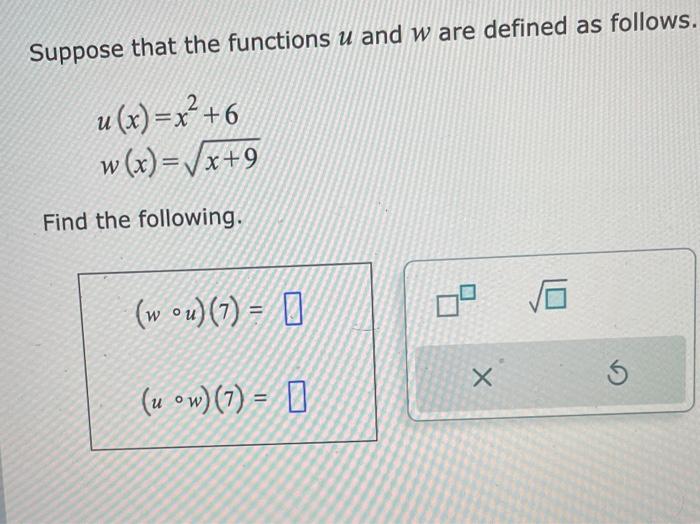 Solved Suppose that the functions u and w are defined as | Chegg.com