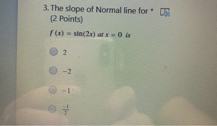 Solved 3. The slope of Normal line for* (2 Points) f (x) = | Chegg.com
