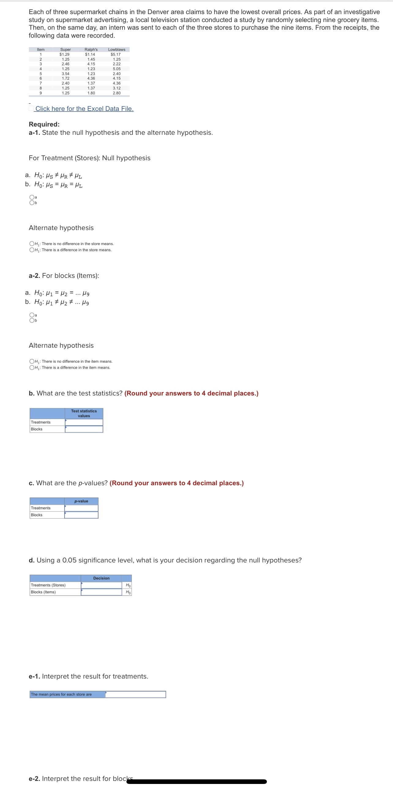 Solved Each of three supermarket chains in the Denver area | Chegg.com