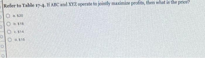 Solved Refer to Table 17−4. If ABC and XYZ operate to | Chegg.com